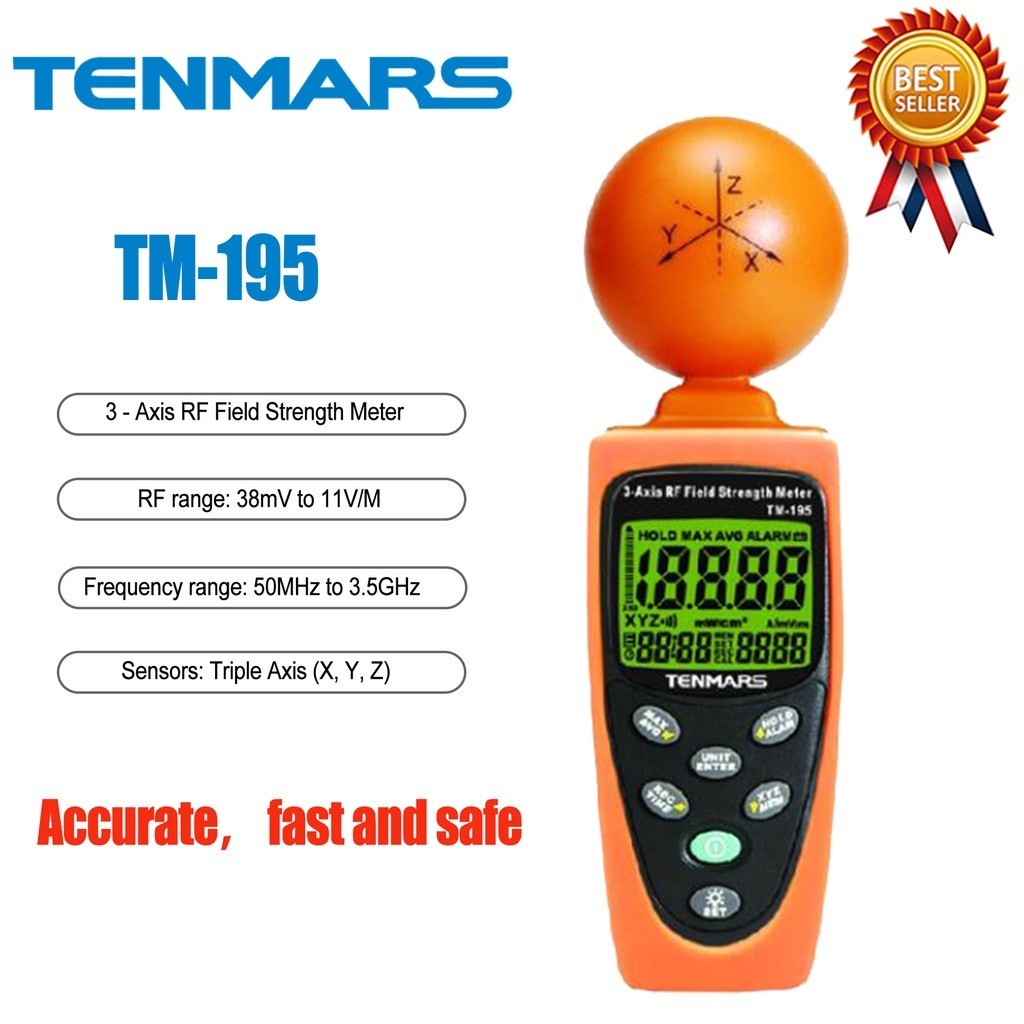 TENMARS TM-195 Medidor De Fuerza De Campo RF De 3 Ejes Para Medir Y Monitorear La ...