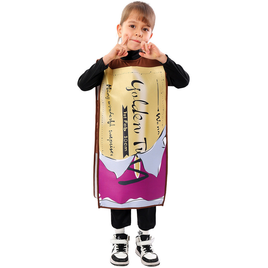 Halloween Charlie Y La Fábrica De Chocolate Cupón De Oro Cos Traje De Los Niños De La Etapa De ...