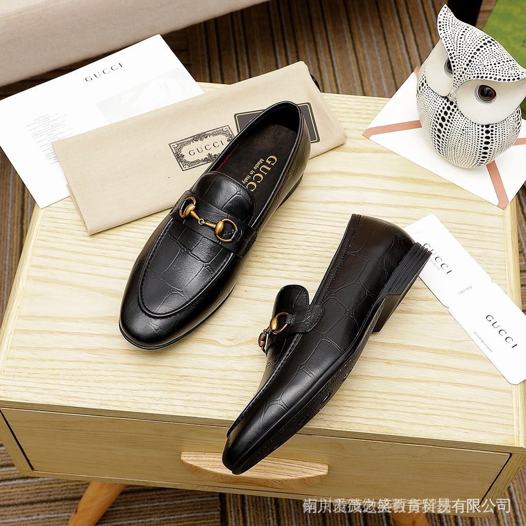 Gran Tamaño Gucci Cuero Hombres Zapatos Sslip En Blanco Marca De La ...