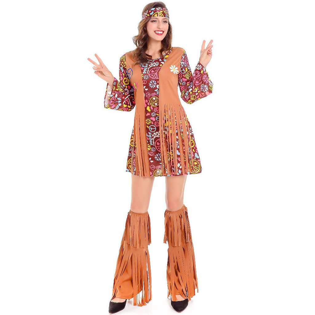 Disfraz retro De Borla Para Mujer hippie Para Halloween cosplay full ...