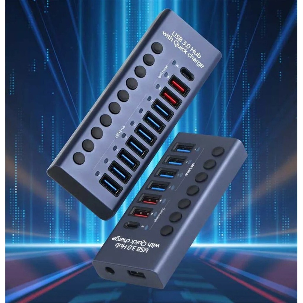 Interruptor De Enchufe USB 3.0 Concentrador De 10 Puertos Estación De Acoplamiento Multipuerto ...