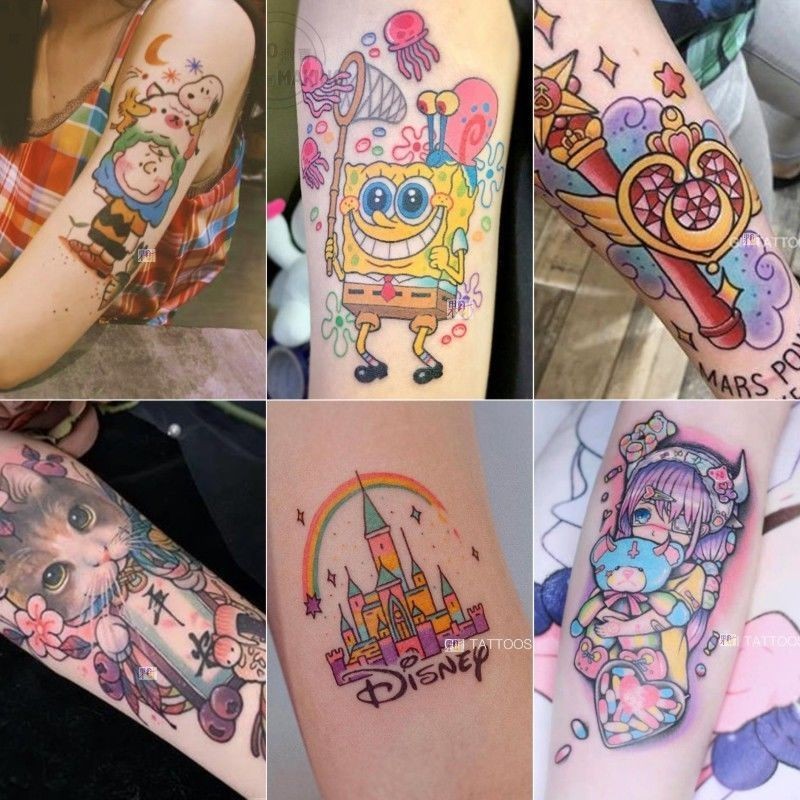 Pegatinas De Tatuaje De Dibujos Animados Pegatinas De Tatuaje Flor