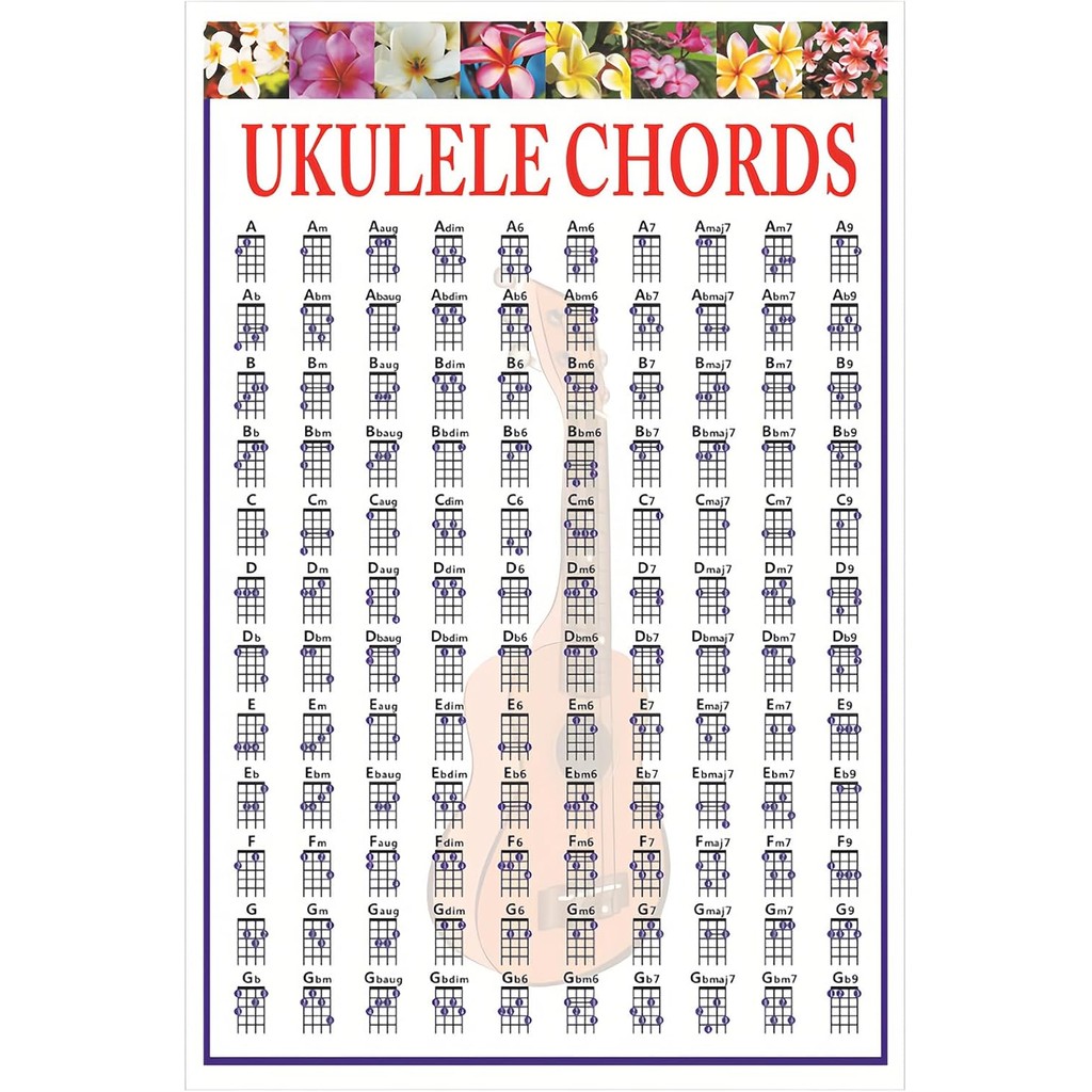 Tabla De Digitación De Acordes De Ukelele-Póster Para Principiantes ...