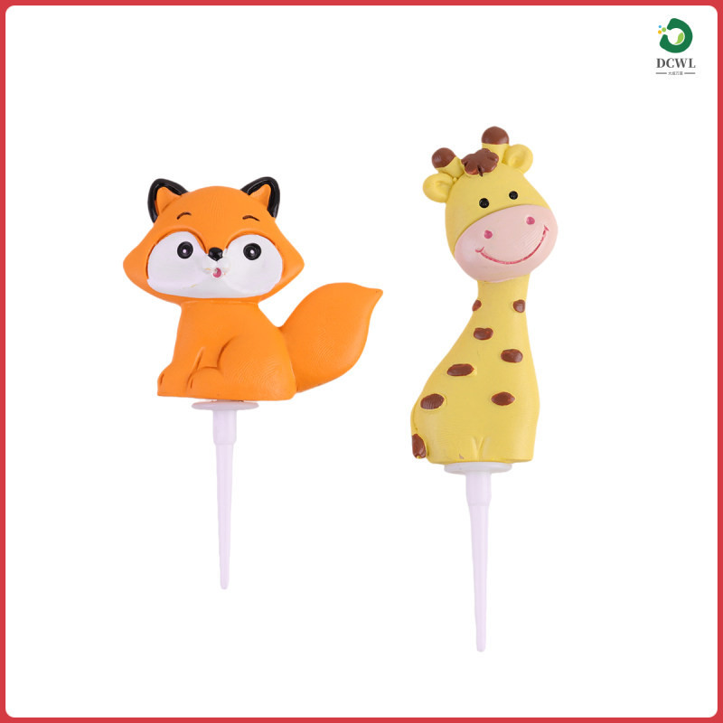 Moda Cake Topper Adorno De La Boda Fruta Zorro Figurilla Bosque Animal ...