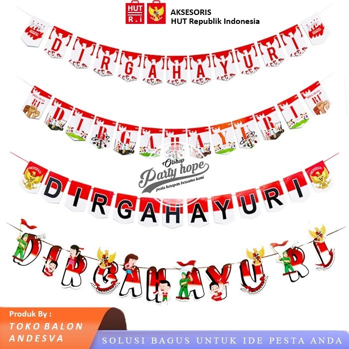 MERAH PUTIH Ri Bandera Del Día De La Independencia/Banderín Aniversario ...