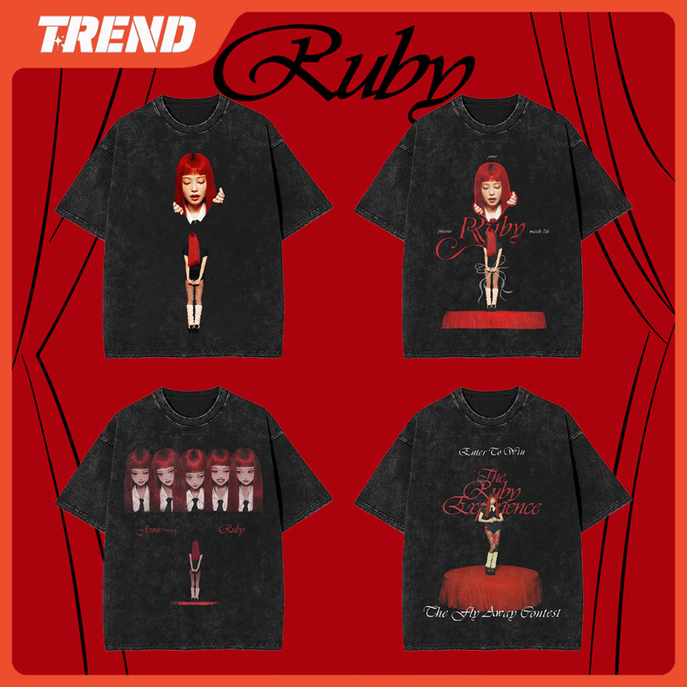 KPOP 2025 JENNIE Ruby Álbum Merch Lavado De Algodón Camiseta Vintage ...