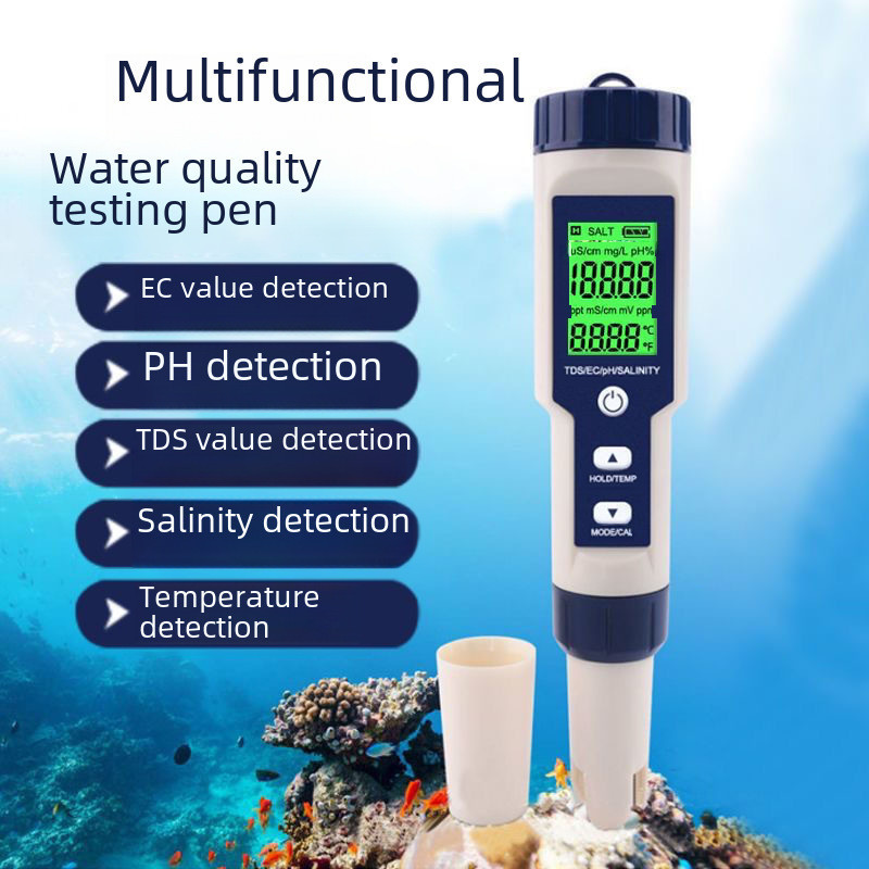 Medidor de Agua 5 en 1: Multifuncional con Medición de Salinidad, pH, Temperatura y TDS | Shopee ...