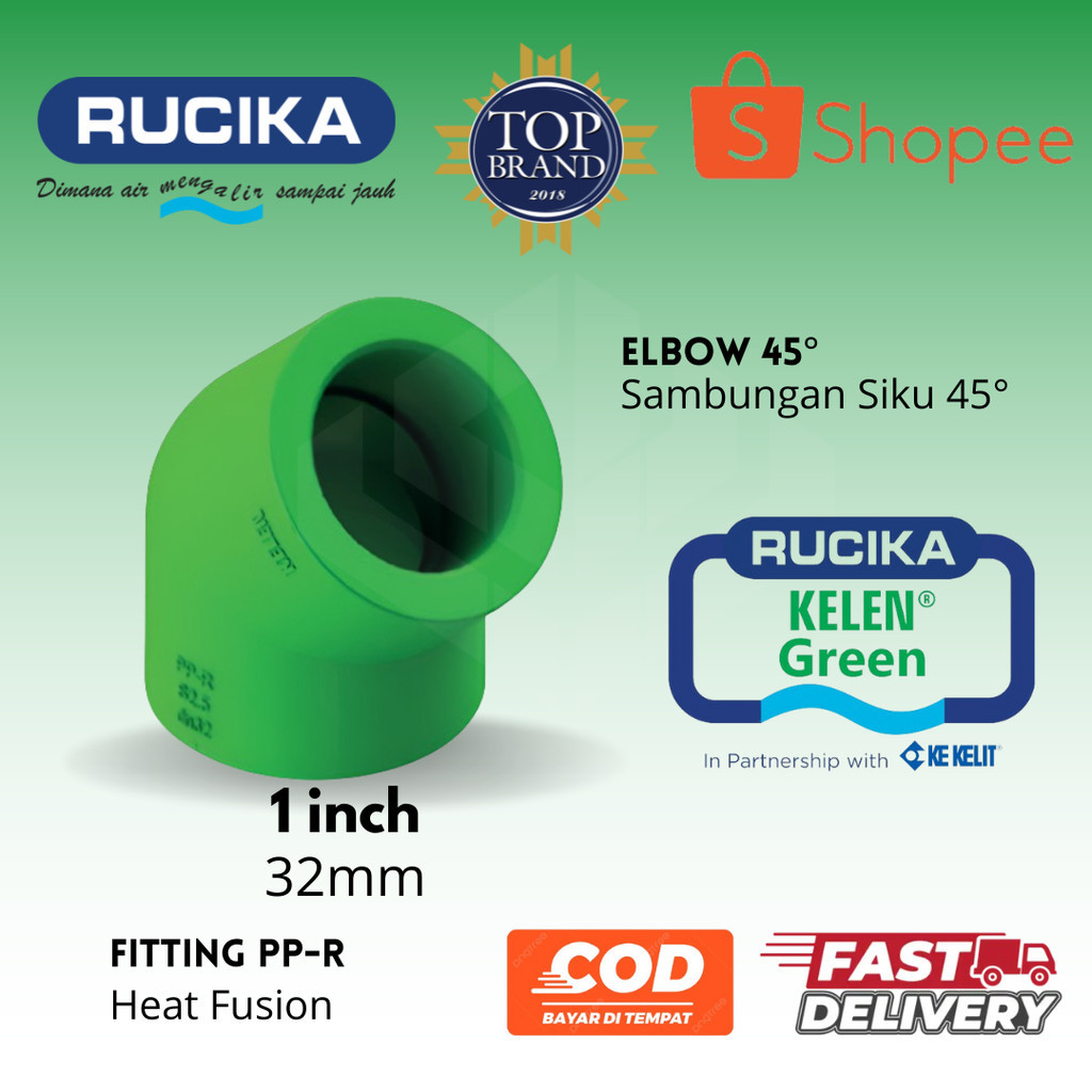 Codo SIKU 45 32mm ~ 1 Pulgada/Rodilla 45/45 Conexión De Tubo PPR Verde Rucika | Shopee México