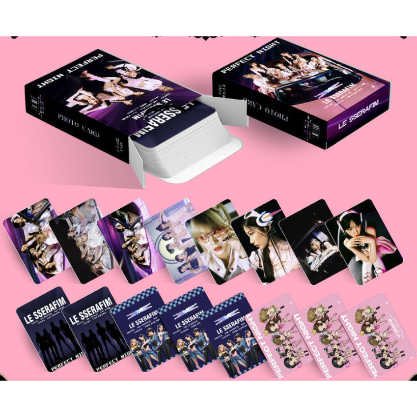 50-119pcs LE SSERAFIM Laser HOLOGRAPHIC LOMO Cards Perfect Night EASY ...