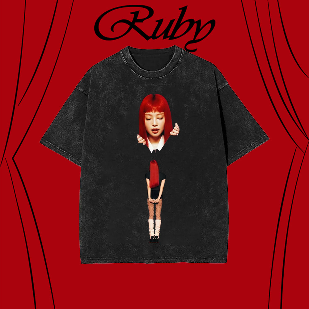 KPOP 2025 JENNIE Ruby Álbum Merch Lavado De Algodón Camiseta Vintage ...