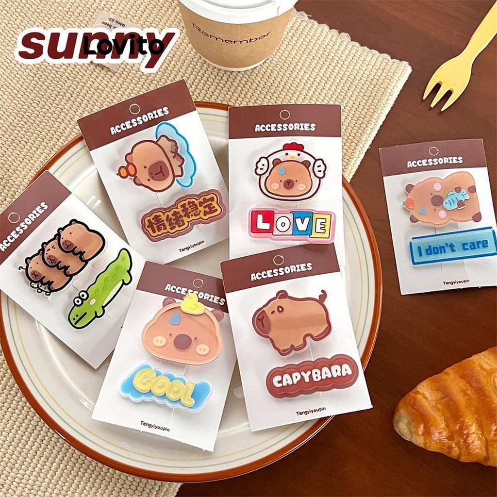 Lovito Pinzas para el cabello con letras de capibara de dibujos ...