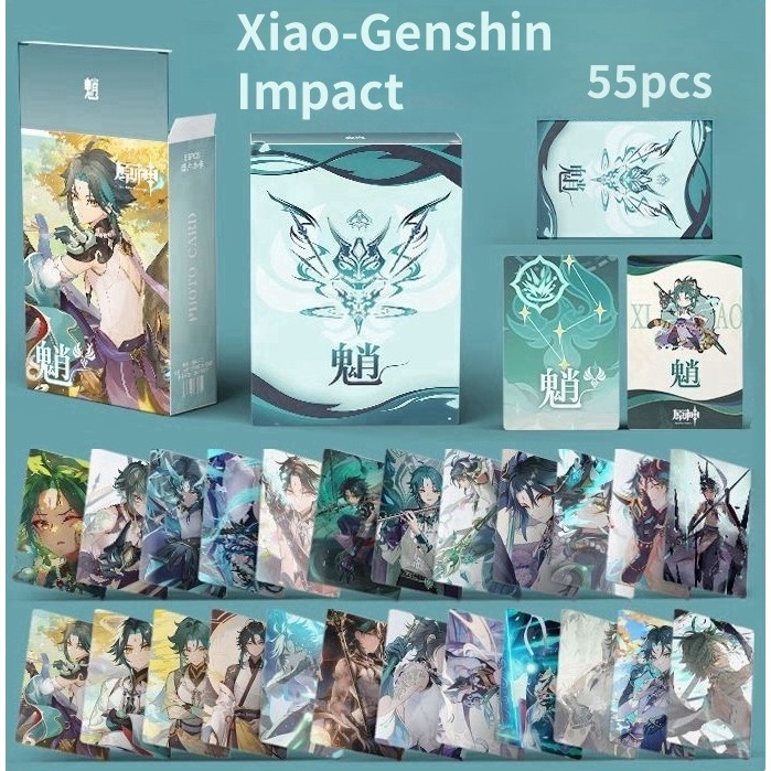 50-55pcs GENSHIN IMPACT Laser Holographic Photocards Xiao NAHIDA ...