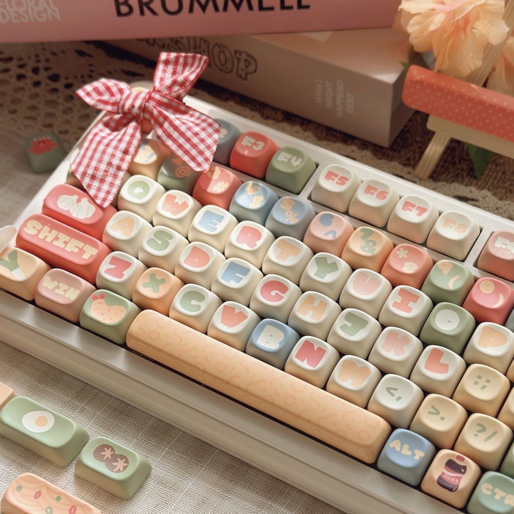 Fideos Instantáneos Keycap MOA Perfil PBT Cinco Caras Sublimación Teclado Mecánico Lindo Dibujo ...