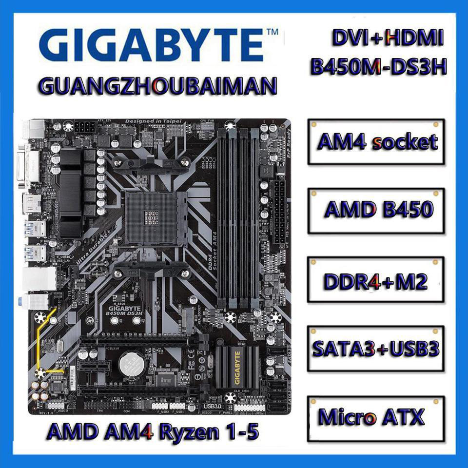 GIGABYTE B450M DS3H GAMING A320M-S2H V2/ASUS PRIME B350M-E/B450M-K/B450M Placa Base Para Juegos ...