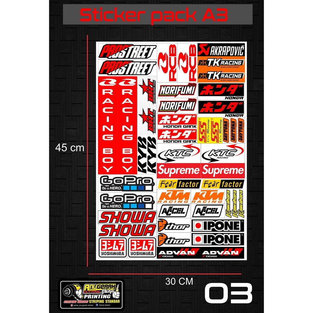 Pegatina PACK A3 RACING Patrocinador | Shopee México