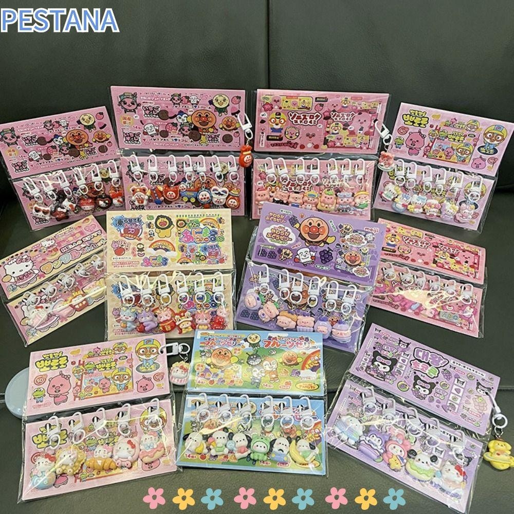 PESTANA 6Pcs/set Labubu Llavero , Crayón Shin-chan Cinnamoroll Sanrio ...