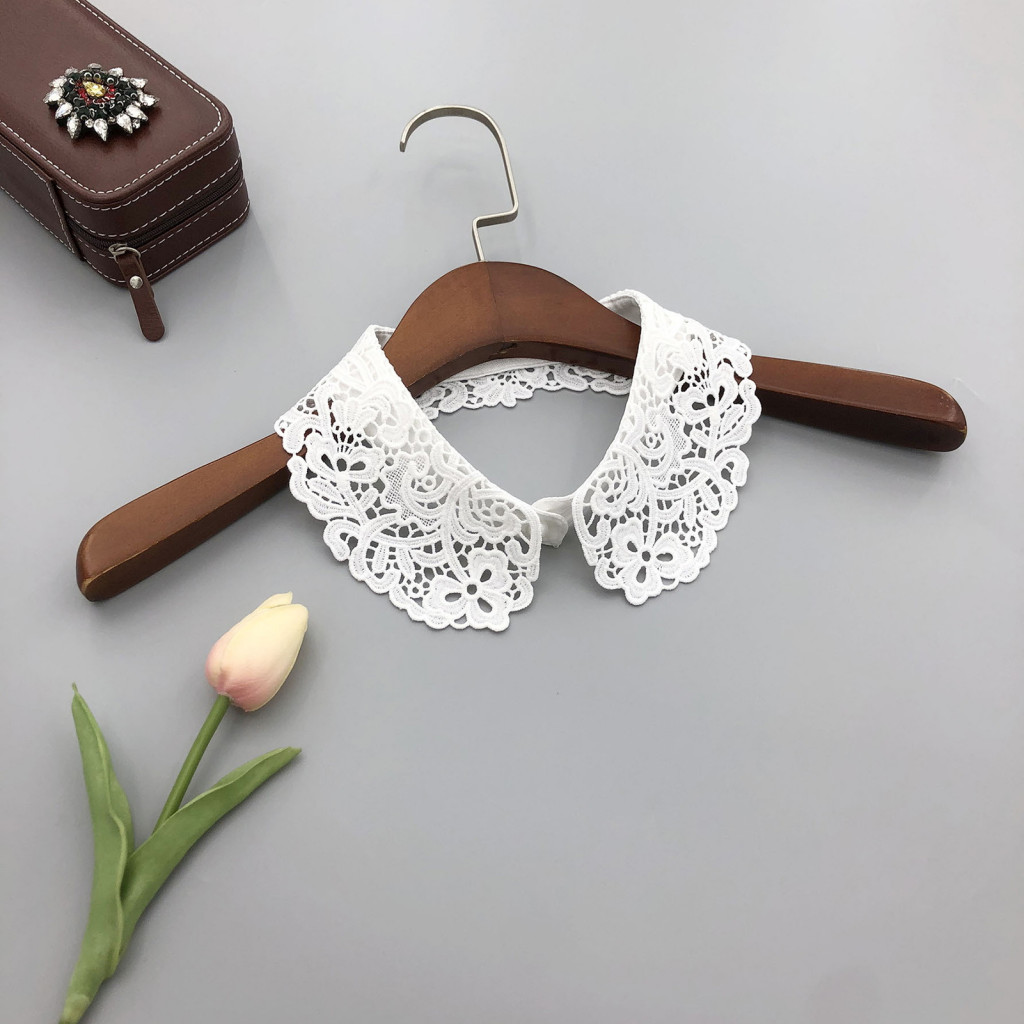 Hollow Embroidery Fake Collar Detachable Lace Chic Flower Embroidered ...