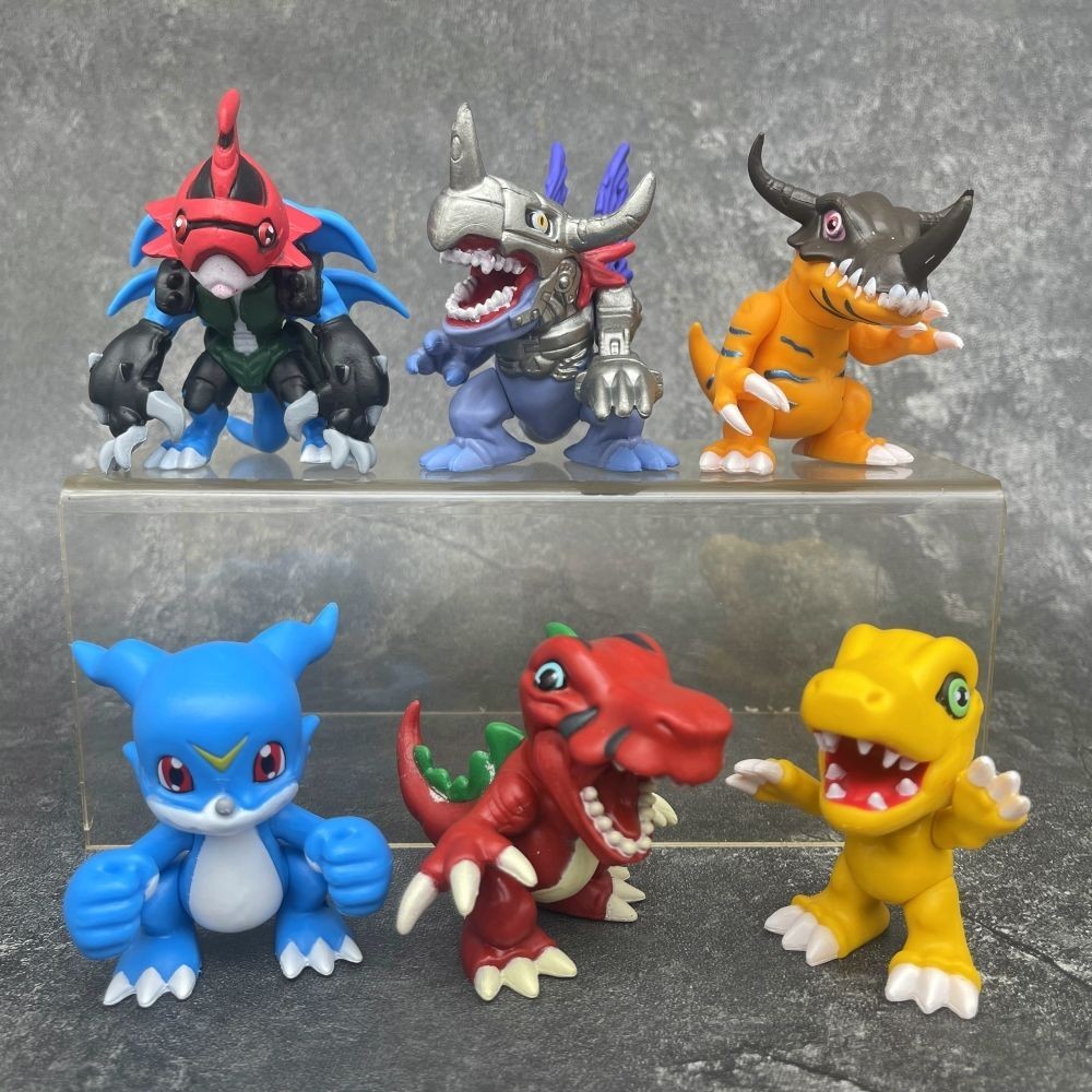 6pcs/set DIGIMON Figura Paildramon V-mon Greymon Metal Agumon Tyranomon ...
