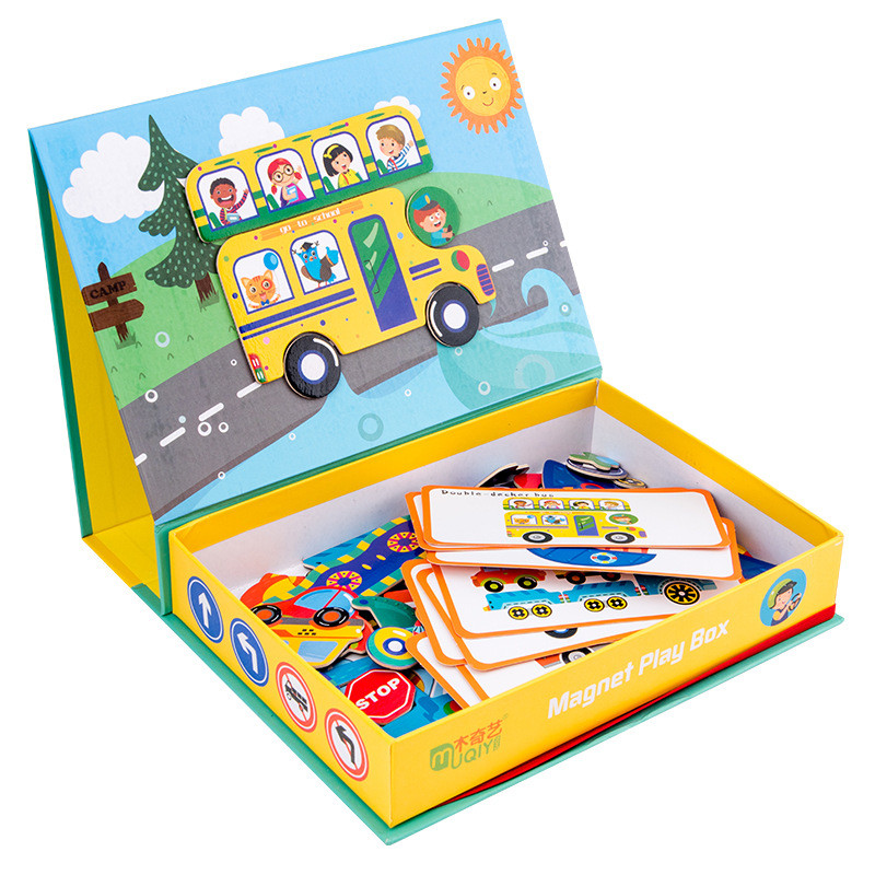 Magnet Puzzle Play Box-Juego Temático De Autobús Educativo Con Tarjetas ...