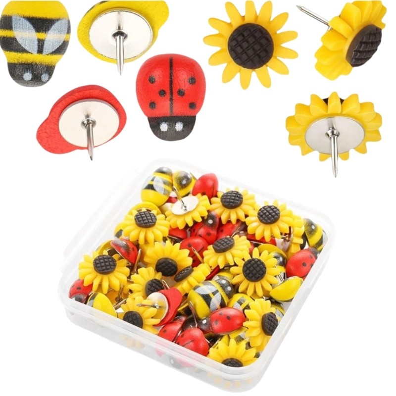 Super 30Pcs Flor Push Pins Corcho Tablón De Anuncios Pulgar Tachuelas ...