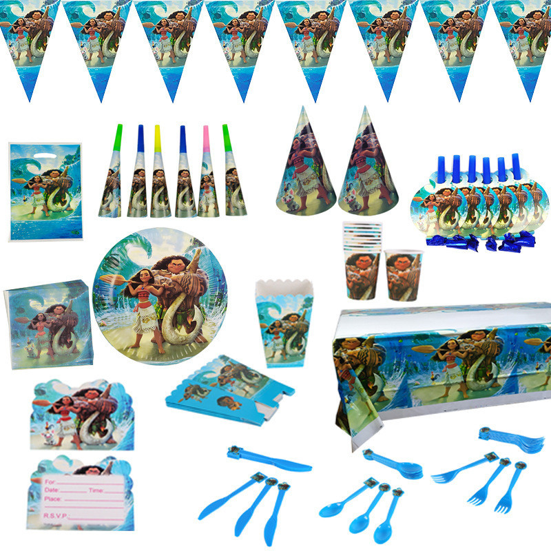 Moana Fiesta De Cumpleaños , Banquete , Bandera De Personajes De ...