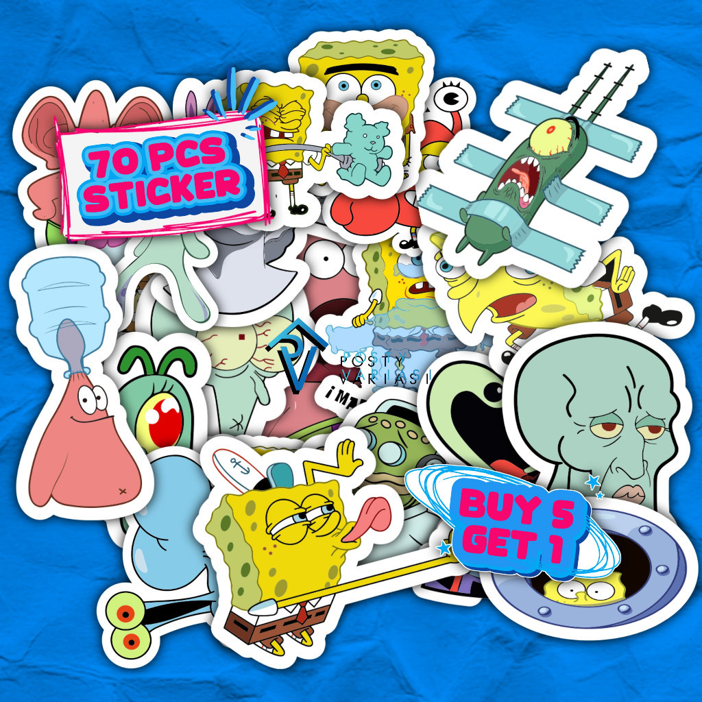 Pegatina De Dibujos Animados 70pcs Bob Esponja Squarepants Impermeable