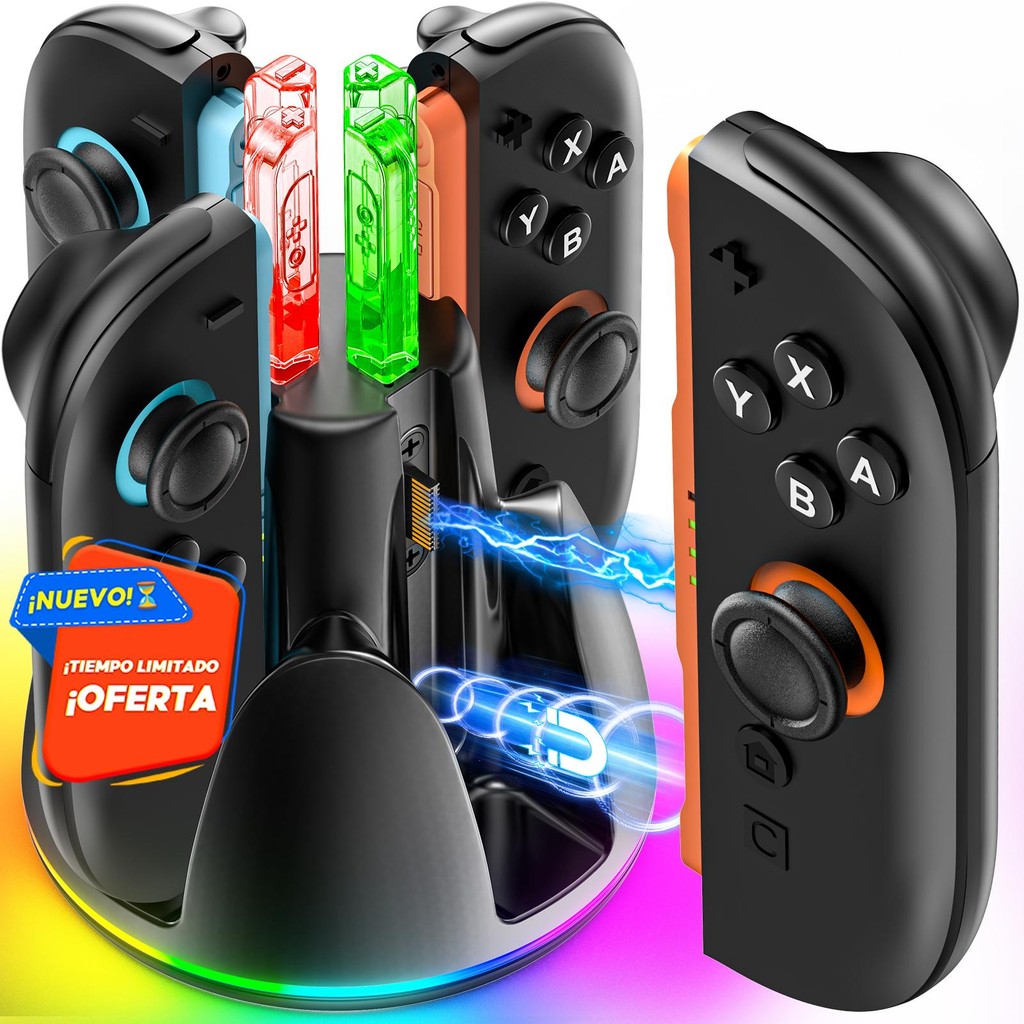 Base De Carga Rápida 4 En 1 Con Imán Fuerte Para 2 Joycon De Nintendo ...