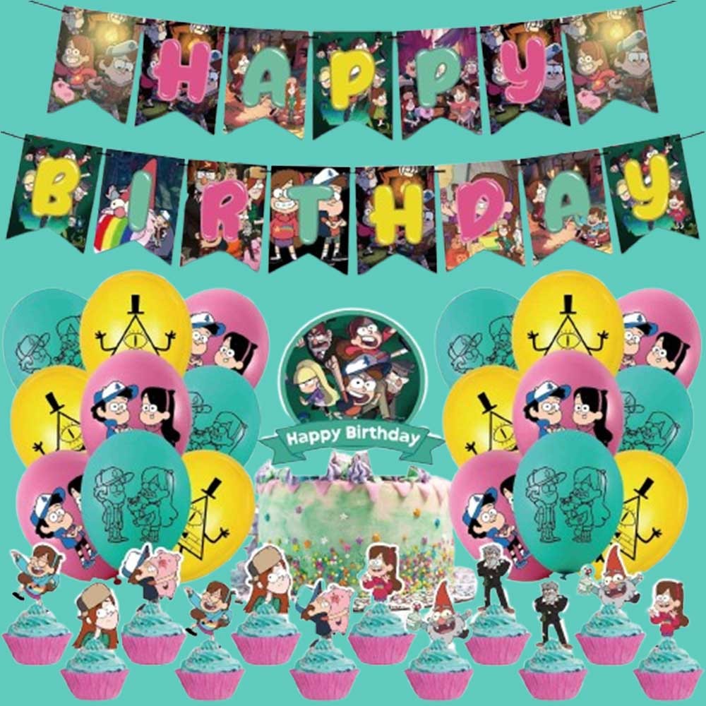 Gravity Falls Cartoon Advanced Happy Birthday Party Banner Cake Topper ...