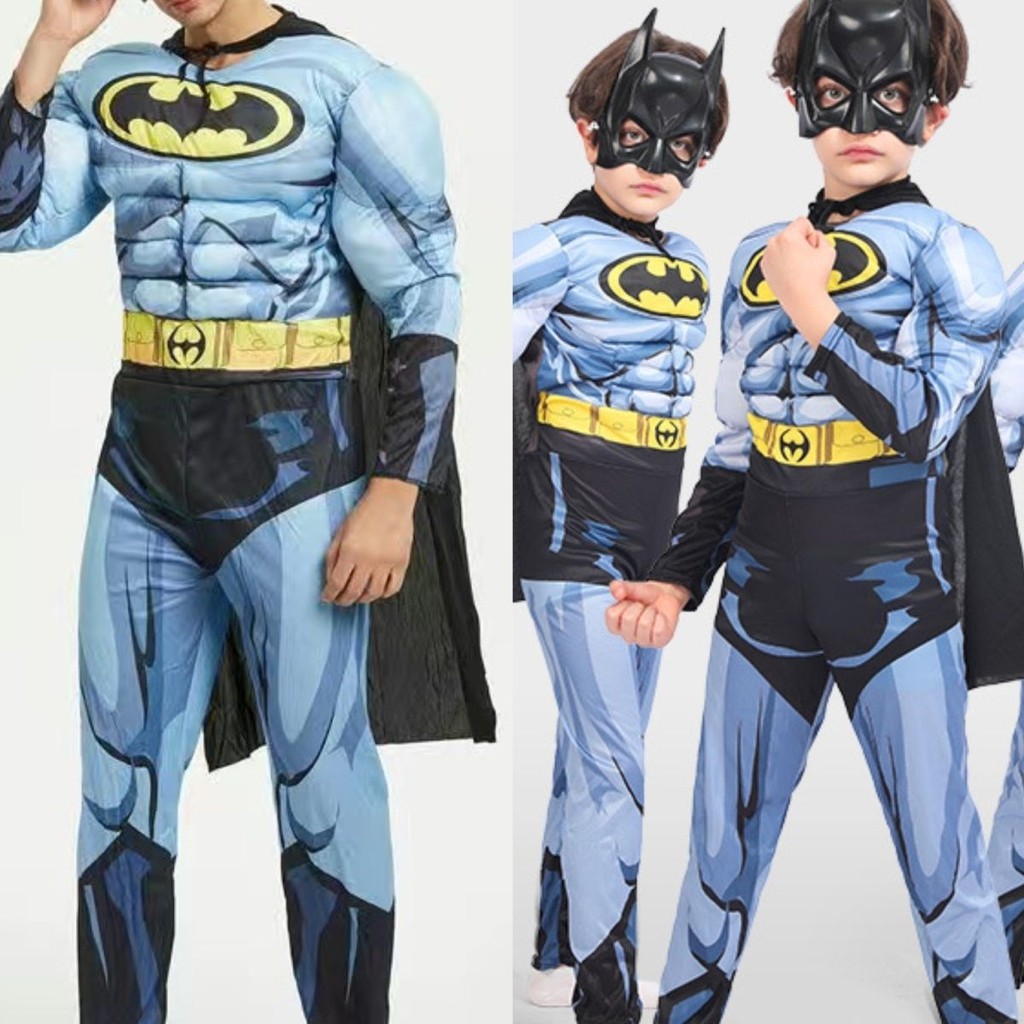 Halloween Niños Traje Cosplay Héroe Adulto Hombre Batman Kindergarten Traje De Una Pieza De Los ...