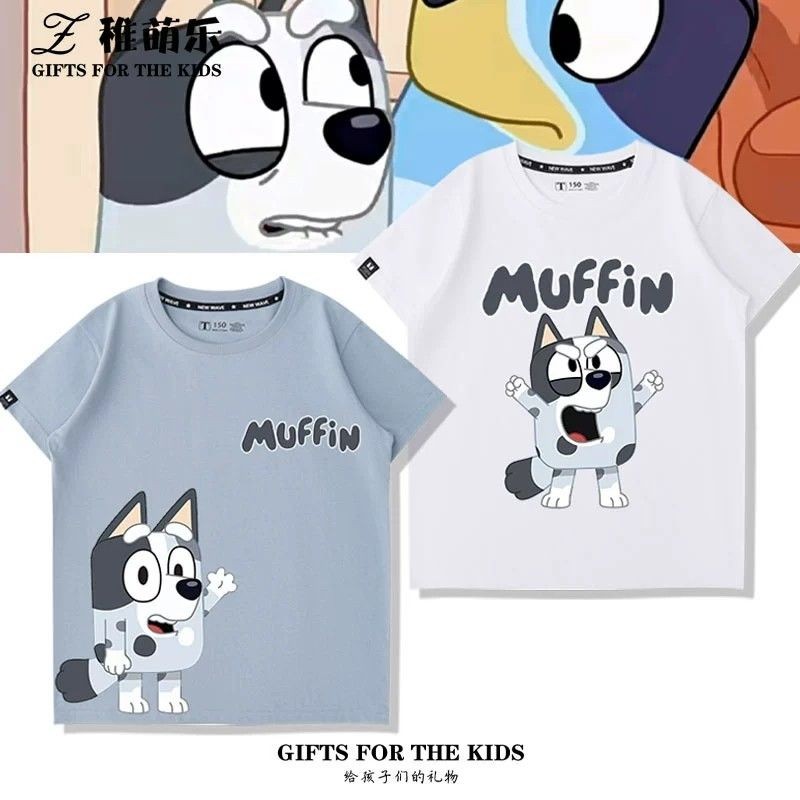 Bluey Familia Bluey Perro De Dibujos Animados Mercancía De Manga Corta ...