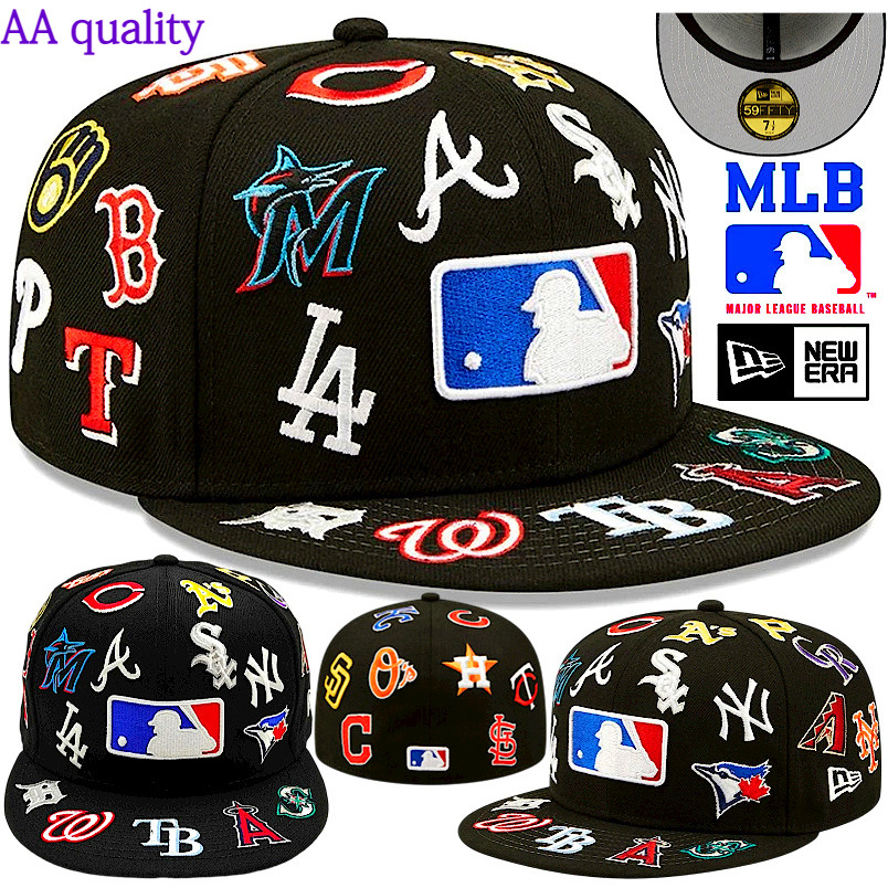New Era AA Calidad Nueva MLB 59FIFTY All Over Patch Tapa Negra | Shopee ...