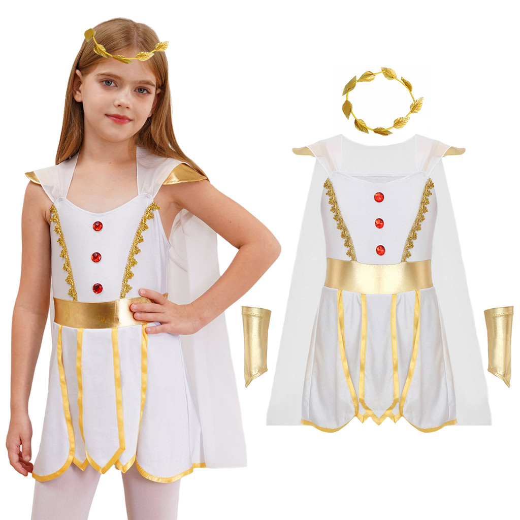 hcl-6-16 Niños Niñas Halloween Antigua Princesa Griega Cosplay Disfraz ...