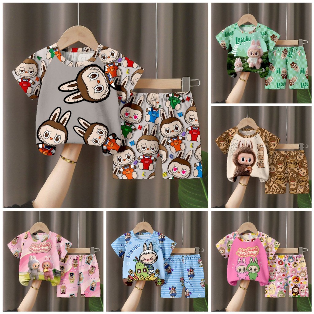 Labubu Pijamas Para Niños Niños Niñas Delgadas De Media Manga De ...