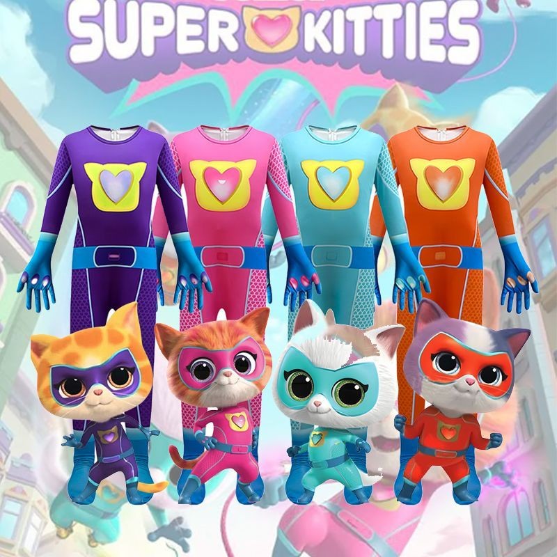 Superkitties Equipo Niños Mayores Dibujos Animados Super Kitty Mono Cos ...