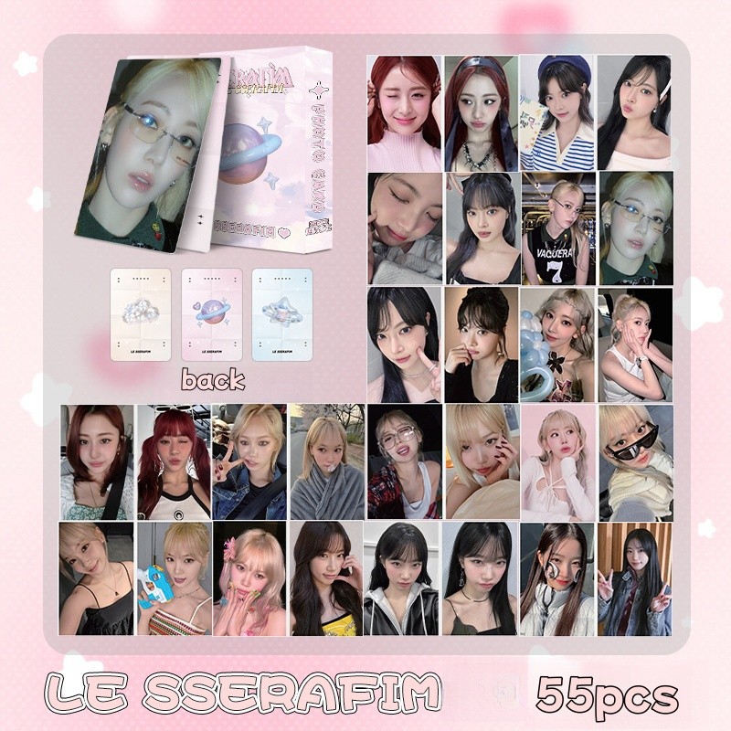 50-55pcs LE SSERAFIM Laser HOLOGRAPHIC LOMO Cards Sakura CHAEWON YUNJIN ...