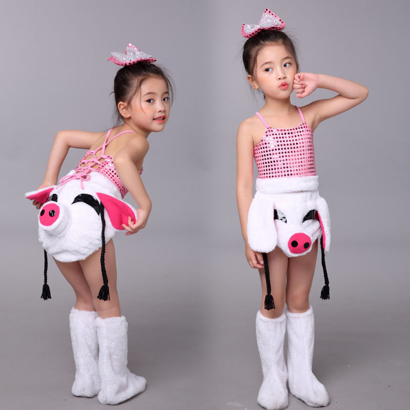 Niños Piglet Animal De Dibujos Animados Lentejuelas Traje De Tres ...