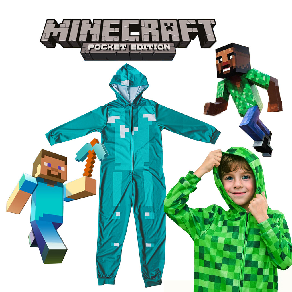 Niños Minecraft Disfraz Cosplay Juego Herobrine Creeper Steve Dress Up ...
