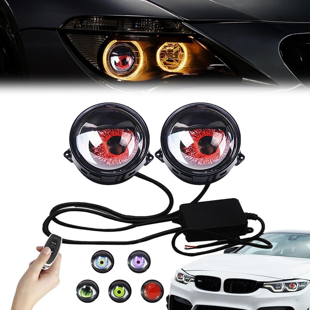 Ojos Del Diablo LED Faro Coche Dinámico Parpadeante De Demonio Rojo ...
