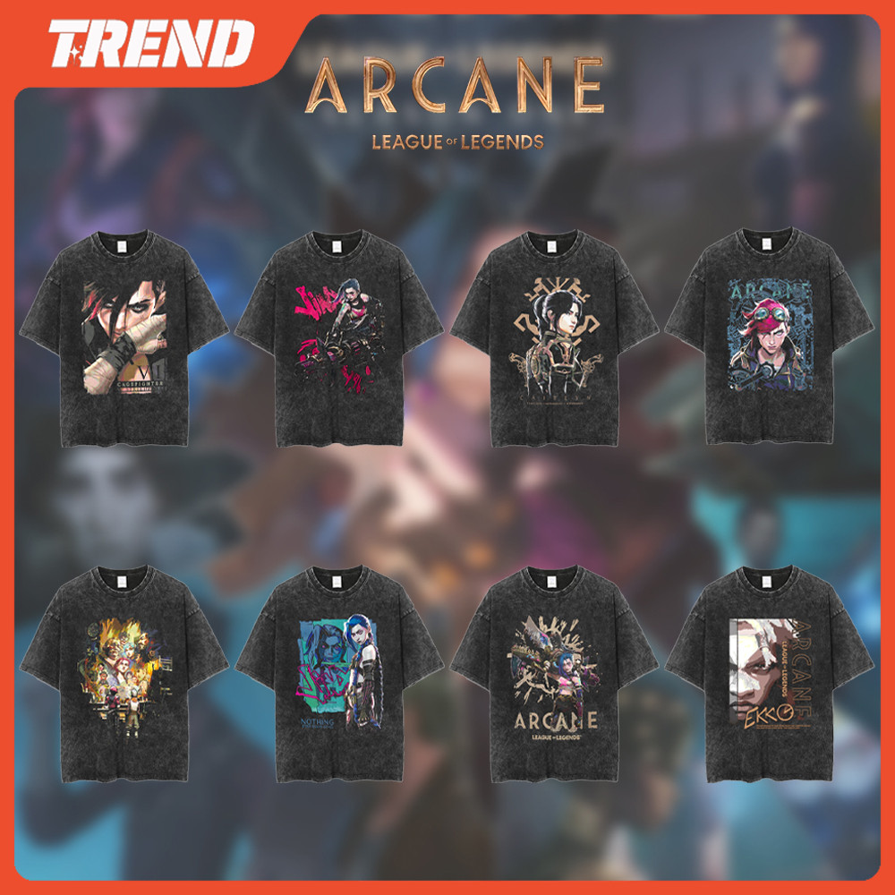 LEAGUE OF LEGENDS ARCANE Merch Camiseta De Algodón Lavado Vintage Más ...