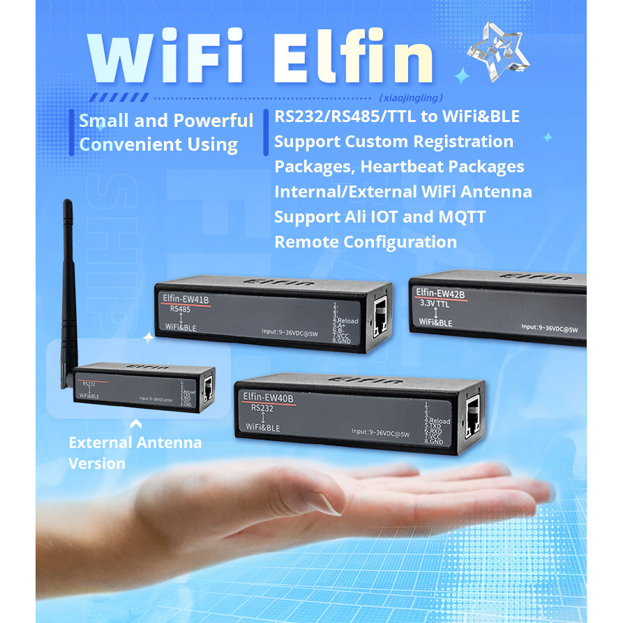 Elfin-EW4XB RS232/485/TTL A Wi-Fi Y BLE Servidor Serie Soporte STA/AP ...