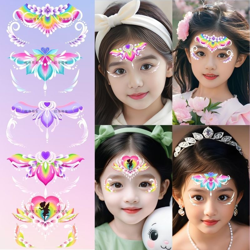 Pegatinas de la frente pintadas lindas de los niños de la mariposa del ...