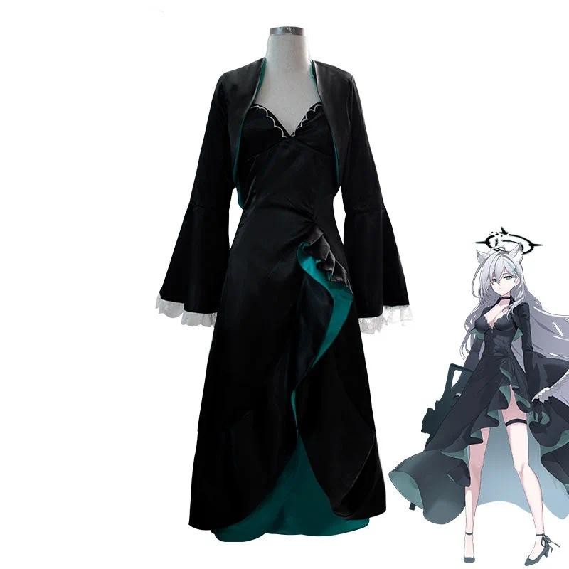 Juego Azul Archivo Sunaookami Shiroko Cosplay Disfraz Negro Capa ...