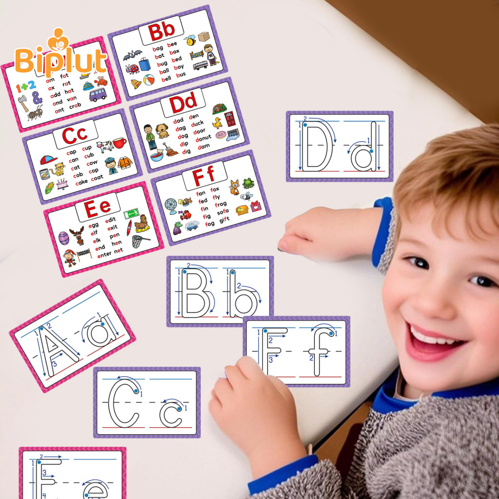 Tarjetas Flash Para Niños Cartas De Práctica De Trazado Alfabeto Set ...