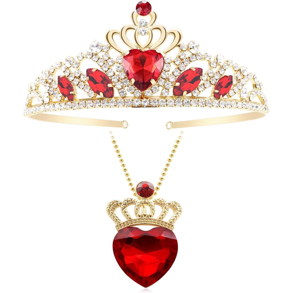Evie Corazón Rojo Corona Y Collar Descendiente 3 Oro Tiara Joyería ...