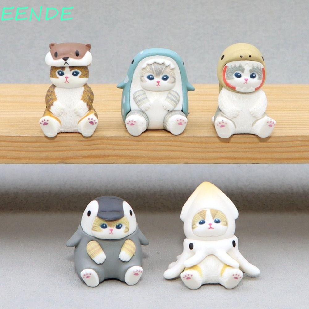 EENDE 5pcs Mofusand Shark Cat Figure , Escultura PVC Sentado Acuario ...