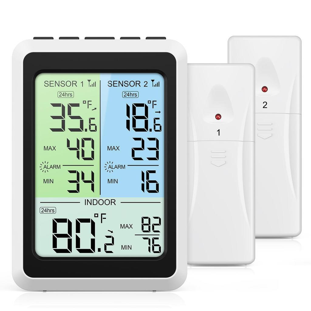 Termómetro De Nevera Con Alarma-Inalámbrico De 4,5 Pulgadas Con Luz De ...