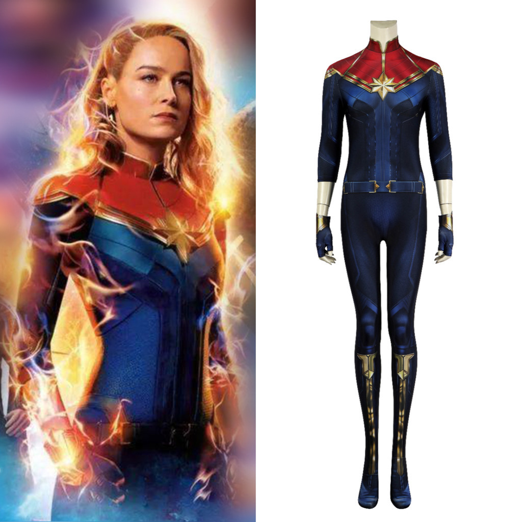 Disfraz De Capitán Marvel 2 Cosplay : Mono Ajustado De Carol Con ...