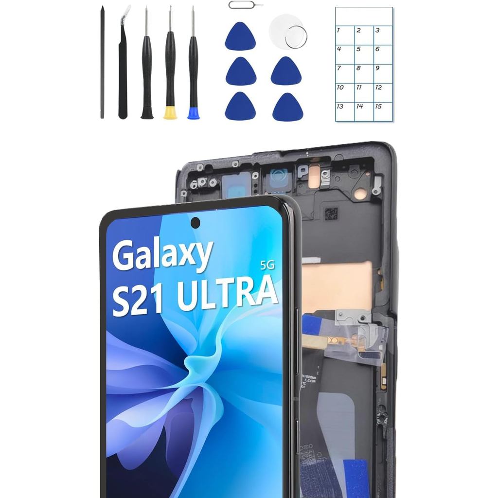 OLED Screen Replacement for Samsung Galaxy S21 Ultra 5G with Frame ...