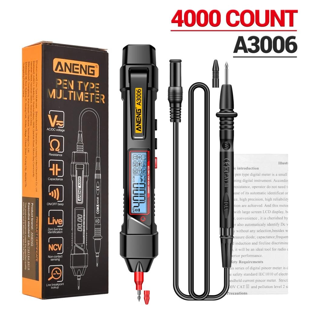 homgeek-BR WOTAO Multímetro Digital Tipo Pluma A3006 4000 Cuenta AC/DC ...