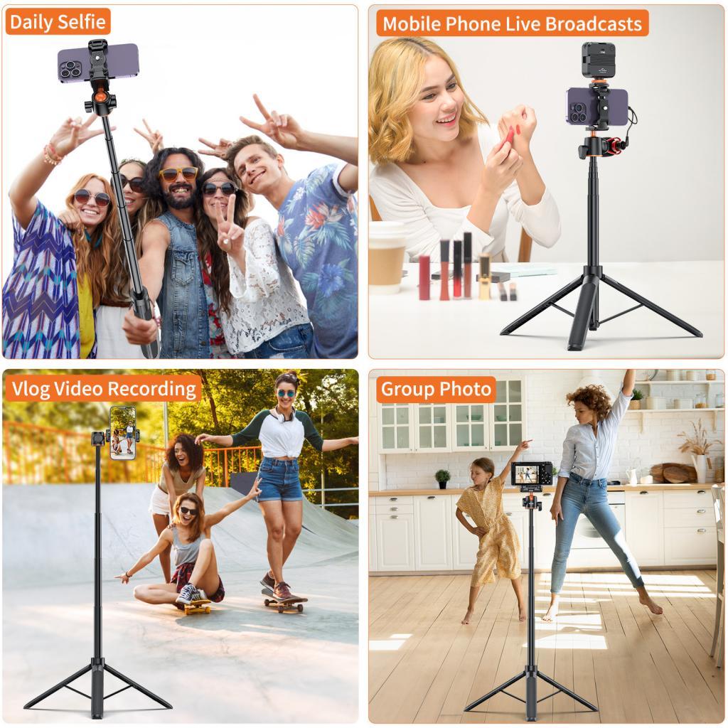 Camnoon 140cm/55in Selfie Stick Tripod Stand with Flexible Ball Head ...